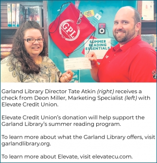 Elevate Credit Union's Donation Will Help Support The Garland Library's ...