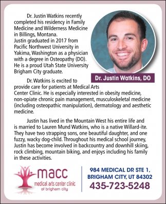 Dr. Justin Watkins, DO, MACC Medical Arts Center Clinic